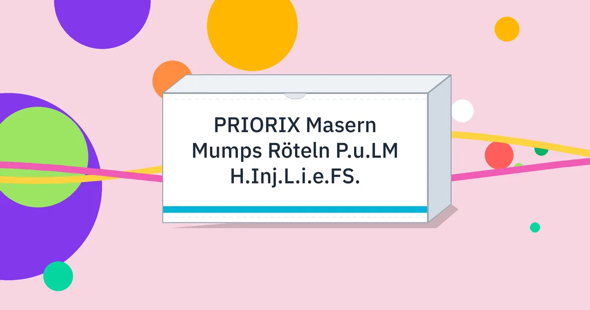 Symbolbild: Packung mit der Aufschrift PRIORIX Masern Mumps Röteln P.u.LM H.Inj.L.i.e.FS. (PZN 17513301) – Verfügbarkeit und Bezug in Apotheken in Frankfurt am Main