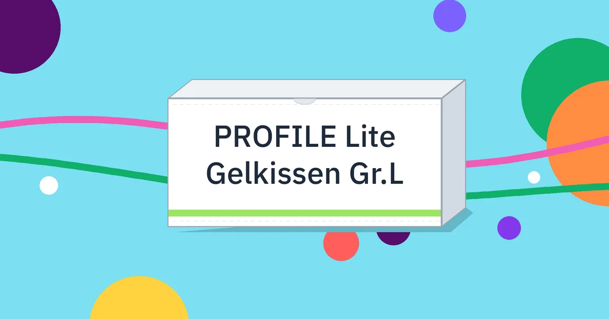 Symbolbild: Packung mit der Aufschrift PROFILE Lite Gelkissen Gr.L (PZN 03032503) – Verfügbarkeit und Bezug in Apotheken in Frankfurt am Main