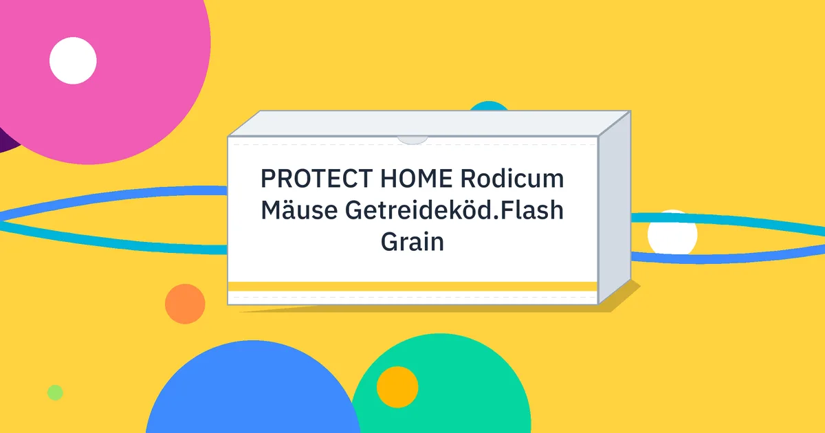 Symbolbild: Packung mit der Aufschrift PROTECT HOME Rodicum Mäuse Getreideköd.Flash Grain (PZN 14355830) – Verfügbarkeit und Bezug in Apotheken in Frankfurt am Main