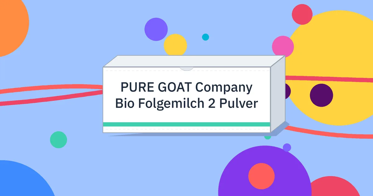 Symbolbild: Packung mit der Aufschrift PURE GOAT Company Bio Folgemilch 2 Pulver (PZN 16801742) – Verfügbarkeit und Bezug in Apotheken in Frankfurt am Main
