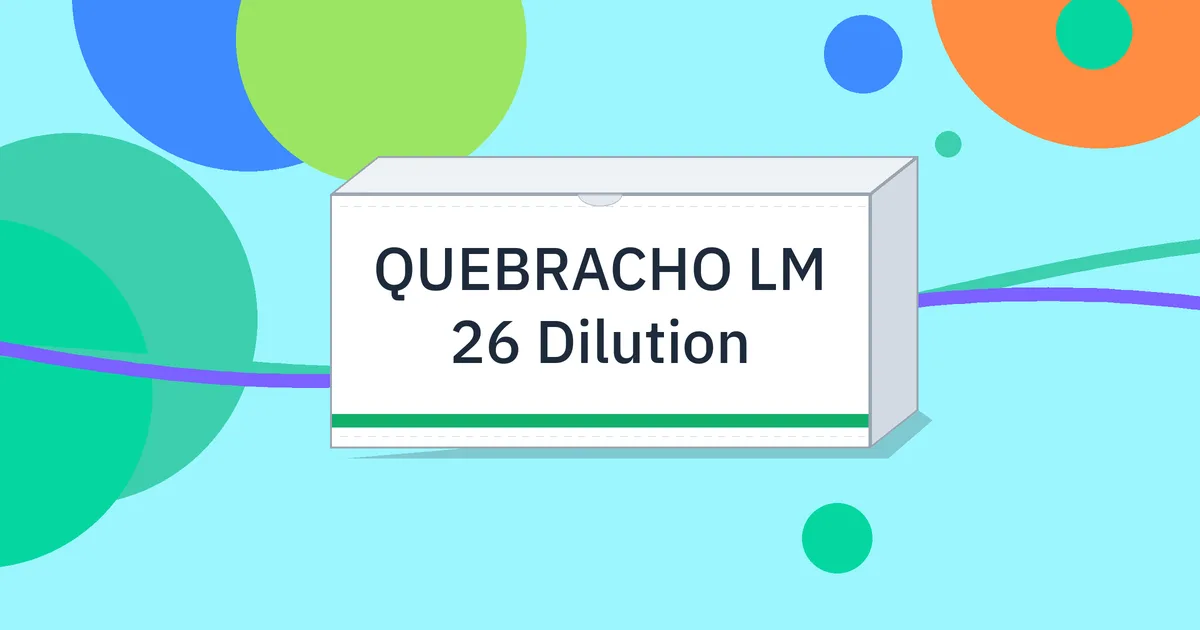 Symbolbild: Packung mit der Aufschrift QUEBRACHO LM 26 Dilution (PZN 13673835) – Verfügbarkeit und Bezug in Apotheken in Frankfurt am Main