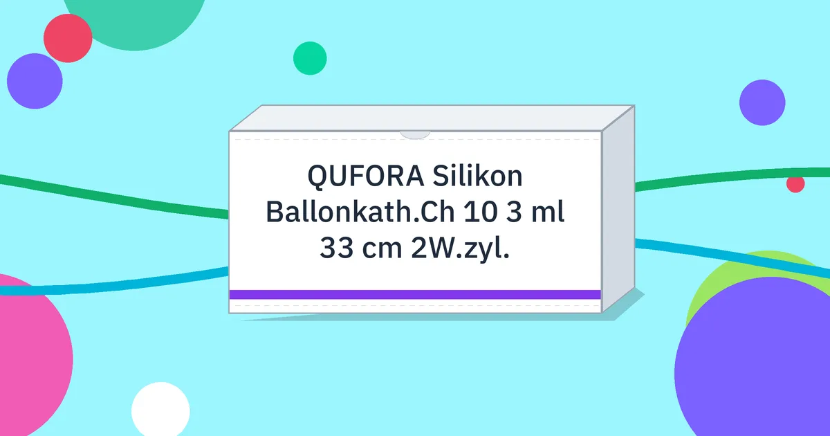 Symbolbild: Packung mit der Aufschrift QUFORA Silikon Ballonkath.Ch 10 3 ml 33 cm 2W.zyl. (PZN 05129595) – Verfügbarkeit und Bezug in Apotheken in Frankfurt am Main