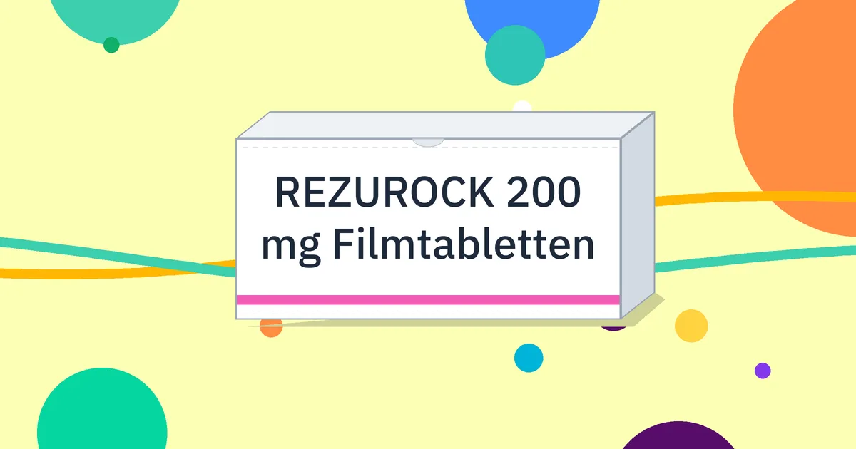 Symbolbild: Packung mit der Aufschrift REZUROCK 200 mg Filmtabletten (PZN 02765988) – Verfügbarkeit und Bezug in Apotheken in Frankfurt am Main