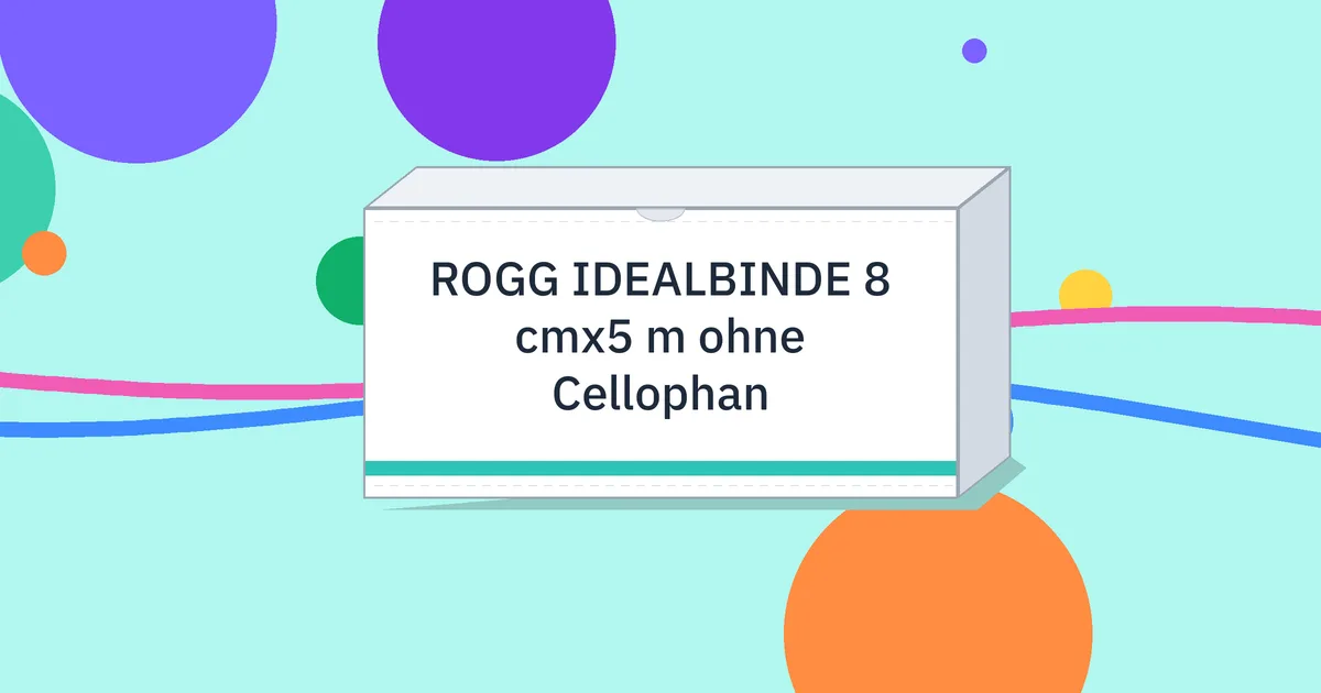 Symbolbild: Packung mit der Aufschrift ROGG IDEALBINDE 8 cmx5 m ohne Cellophan (PZN 16531076) – Verfügbarkeit und Bezug in Apotheken in Frankfurt am Main