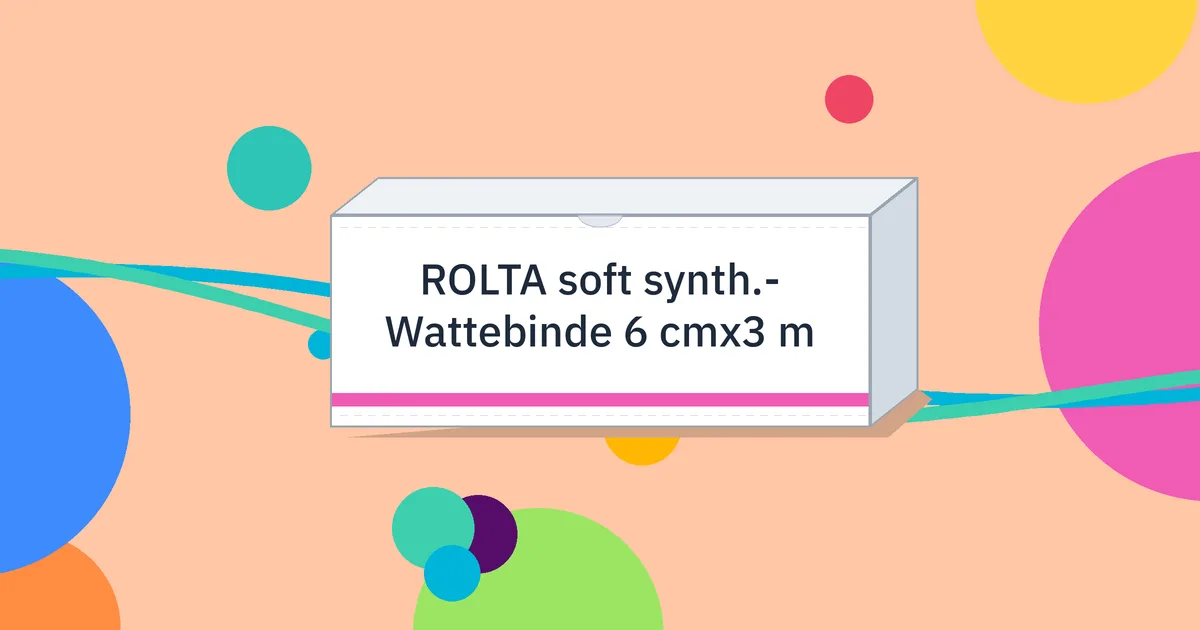 Symbolbild: Packung mit der Aufschrift ROLTA soft synth.-Wattebinde 6 cmx3 m (PZN 19923641) – Verfügbarkeit und Bezug in Apotheken in Frankfurt am Main