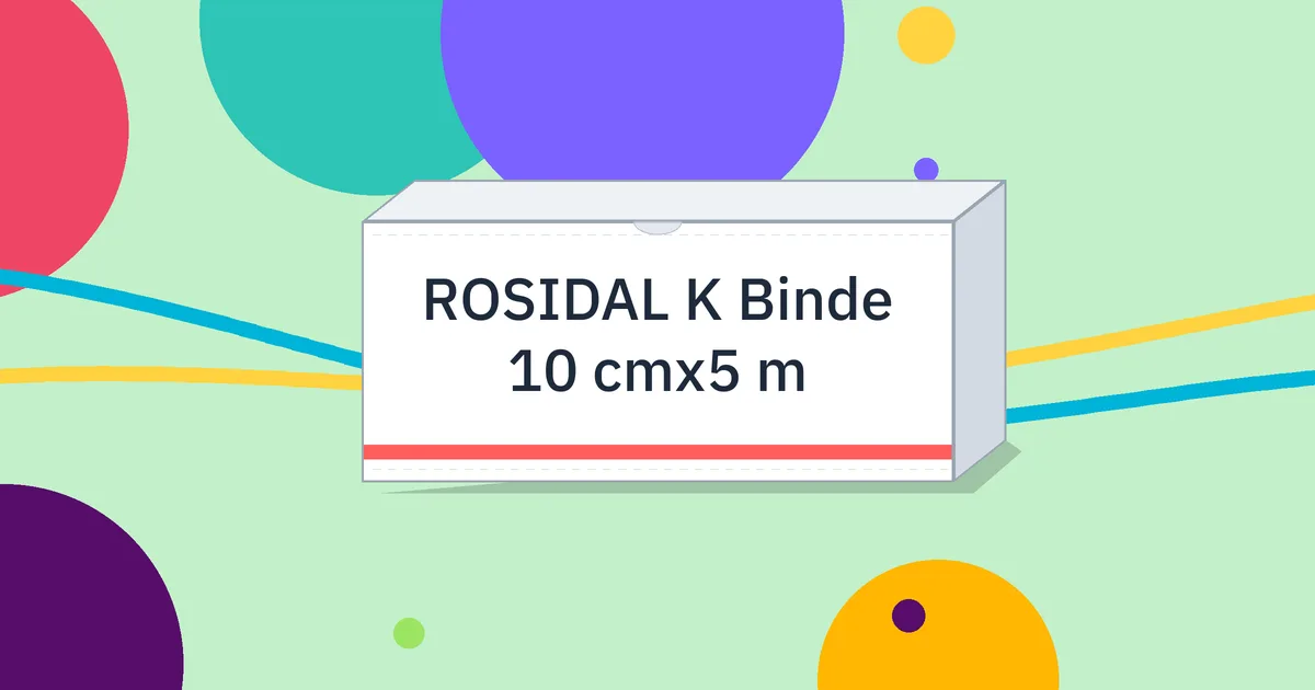 Symbolbild: Packung mit der Aufschrift ROSIDAL K Binde 10 cmx5 m (PZN 18885625) – Verfügbarkeit und Bezug in Apotheken in Frankfurt am Main