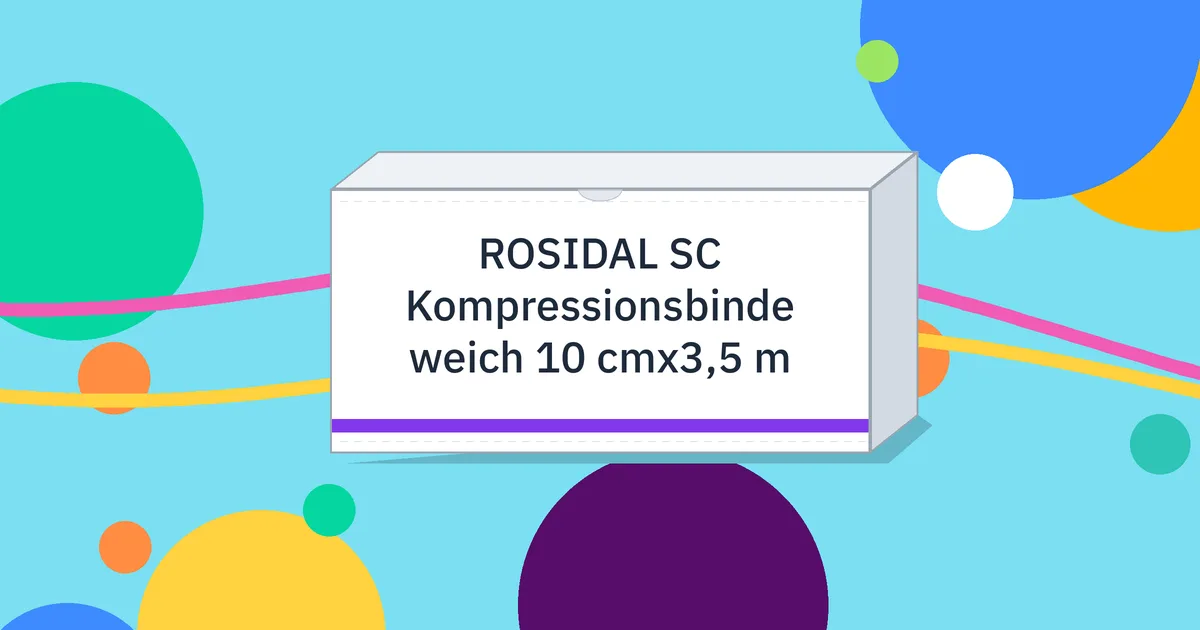 Symbolbild: Packung mit der Aufschrift ROSIDAL SC Kompressionsbinde weich 10 cmx3,5 m (PZN 17851363) – Verfügbarkeit und Bezug in Apotheken in Frankfurt am Main