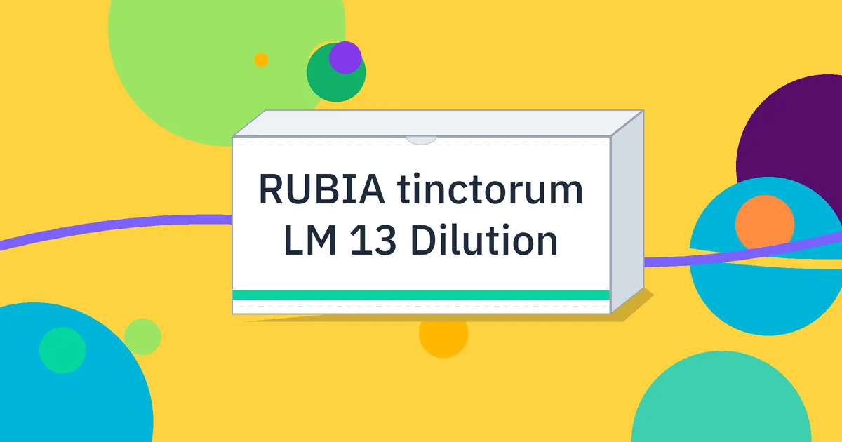 Symbolbild: Packung mit der Aufschrift RUBIA tinctorum LM 13 Dilution (PZN 13056769) – Verfügbarkeit und Bezug in Apotheken in Frankfurt am Main