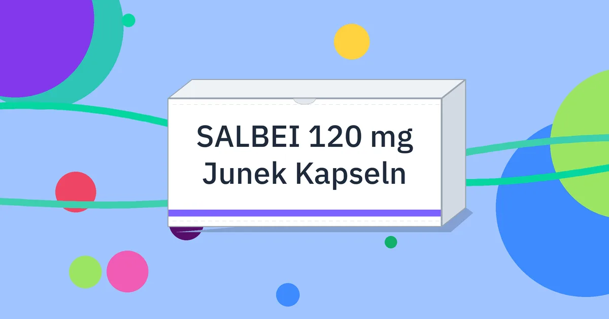 Symbolbild: Packung mit der Aufschrift SALBEI 120 mg Junek Kapseln (PZN 00989175) – Verfügbarkeit und Bezug in Apotheken in Frankfurt am Main
