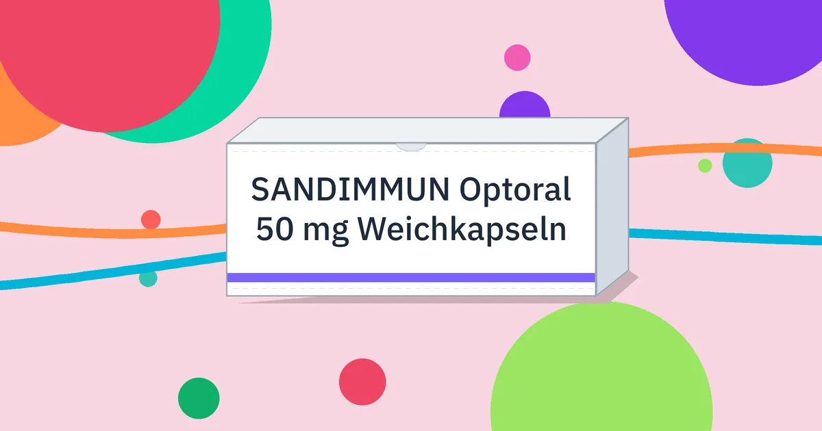 Symbolbild: Packung mit der Aufschrift SANDIMMUN Optoral 50 mg Weichkapseln (PZN 17848674) – Verfügbarkeit und Bezug in Apotheken in Frankfurt am Main