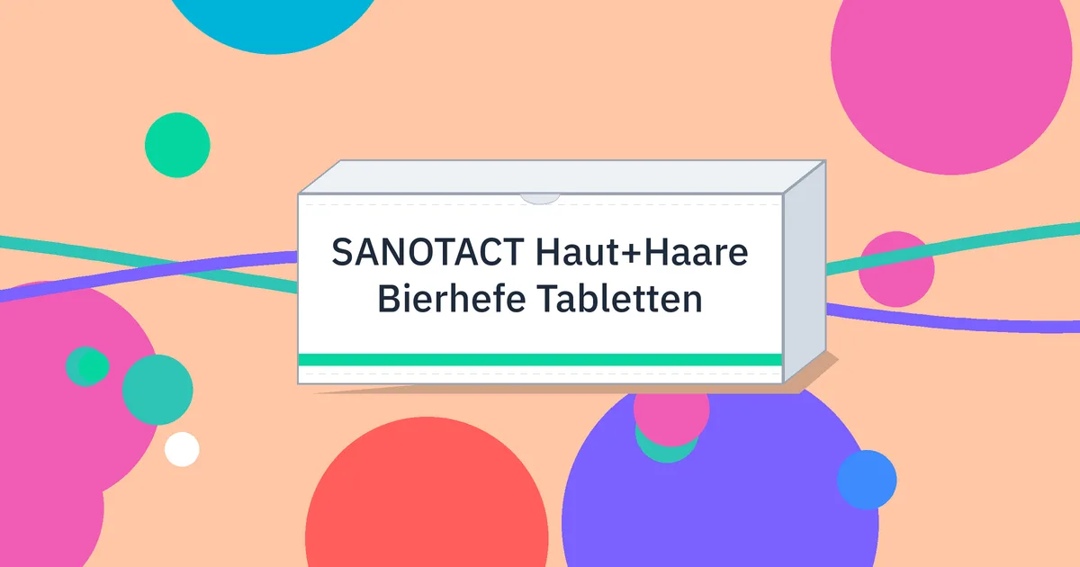 Symbolbild: Packung mit der Aufschrift SANOTACT Haut+Haare Bierhefe Tabletten (PZN 20106002) – Verfügbarkeit und Bezug in Apotheken in Frankfurt am Main