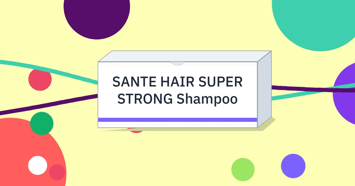 Symbolbild: Packung mit der Aufschrift SANTE HAIR SUPER STRONG Shampoo (PZN 19419492) – Verfügbarkeit und Bezug in Apotheken in Frankfurt am Main