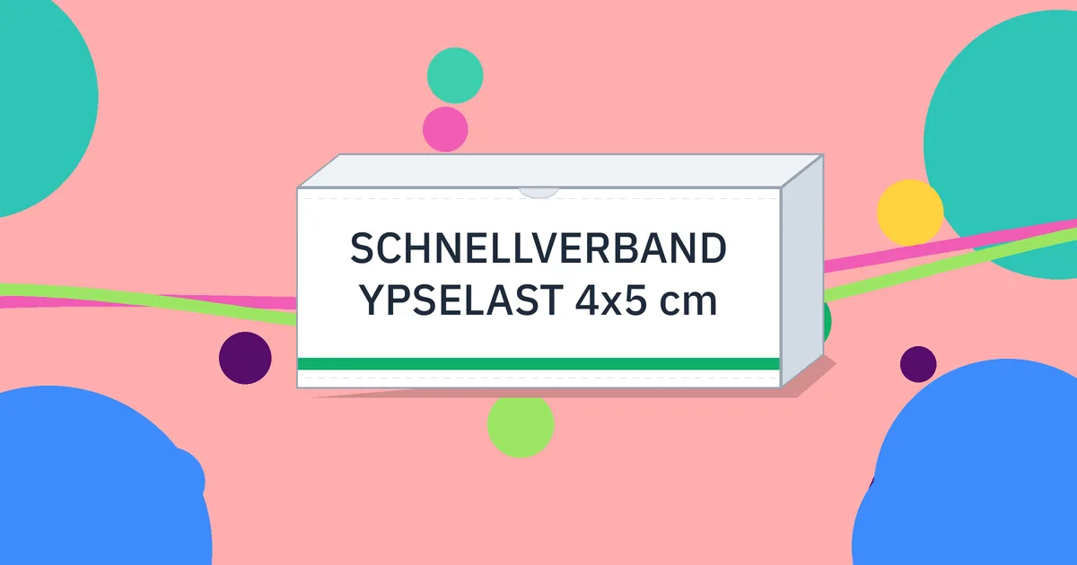 Symbolbild: Packung mit der Aufschrift SCHNELLVERBAND YPSELAST 4x5 cm (PZN 19366761) – Verfügbarkeit und Bezug in Apotheken in Frankfurt am Main