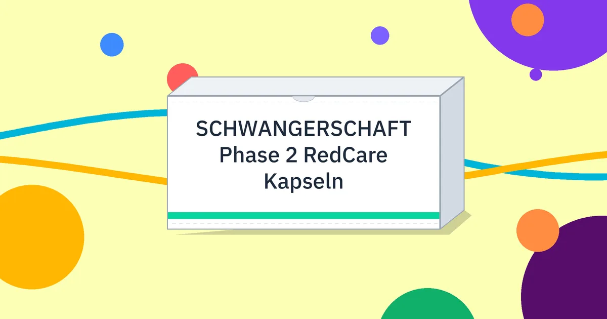 Symbolbild: Packung mit der Aufschrift SCHWANGERSCHAFT Phase 2 RedCare Kapseln (PZN 18915007) – Verfügbarkeit und Bezug in Apotheken in Frankfurt am Main
