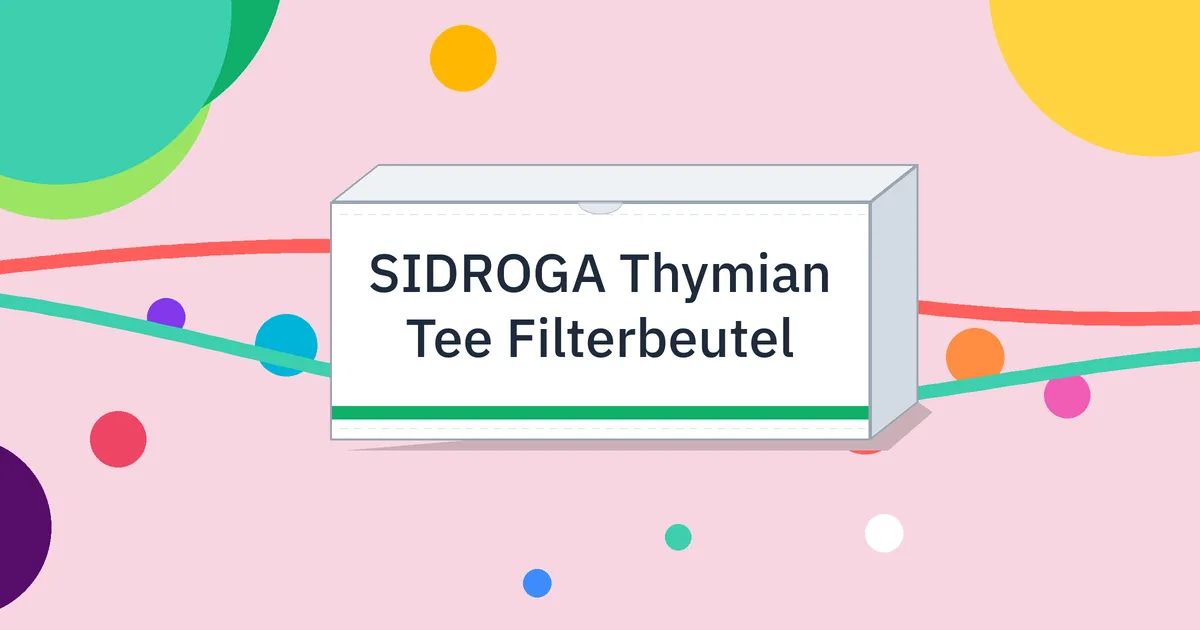 Symbolbild: Packung mit der Aufschrift SIDROGA Thymian Tee Filterbeutel (PZN 03919620) – Verfügbarkeit und Bezug in Apotheken in Frankfurt am Main
