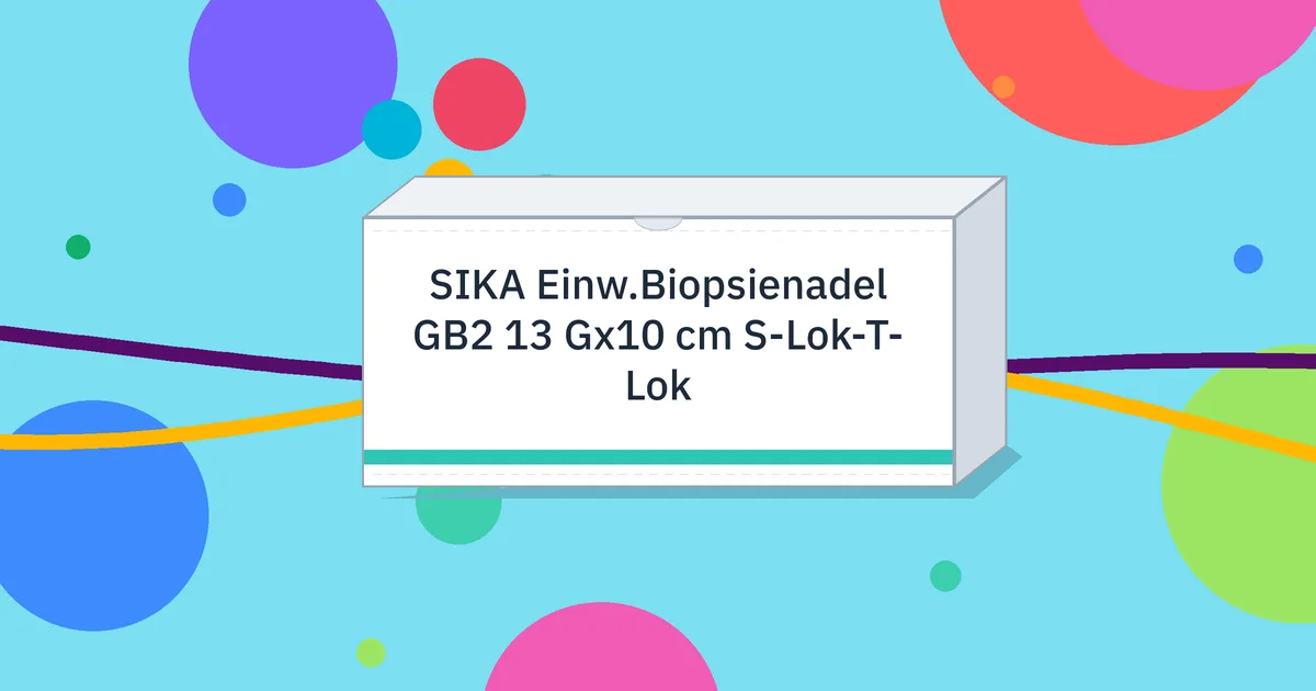 Symbolbild: Packung mit der Aufschrift SIKA Einw.Biopsienadel GB2 13 Gx10 cm S-Lok-T-Lok (PZN 20283508) – Verfügbarkeit und Bezug in Apotheken in Frankfurt am Main