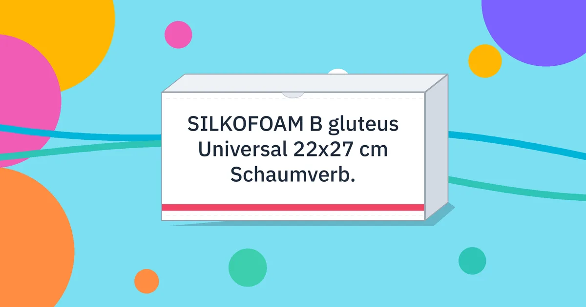 Symbolbild: Packung mit der Aufschrift SILKOFOAM B gluteus Universal 22x27 cm Schaumverb. (PZN 19124779) – Verfügbarkeit und Bezug in Apotheken in Frankfurt am Main