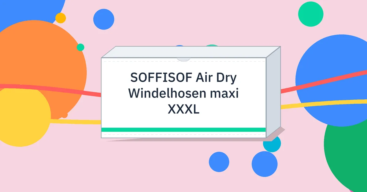 Symbolbild: Packung mit der Aufschrift SOFFISOF Air Dry Windelhosen maxi XXXL (PZN 12774037) – Verfügbarkeit und Bezug in Apotheken in Frankfurt am Main