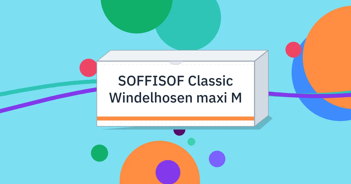 Symbolbild: Packung mit der Aufschrift SOFFISOF Classic Windelhosen maxi M (PZN 12566764) – Verfügbarkeit und Bezug in Apotheken in Frankfurt am Main