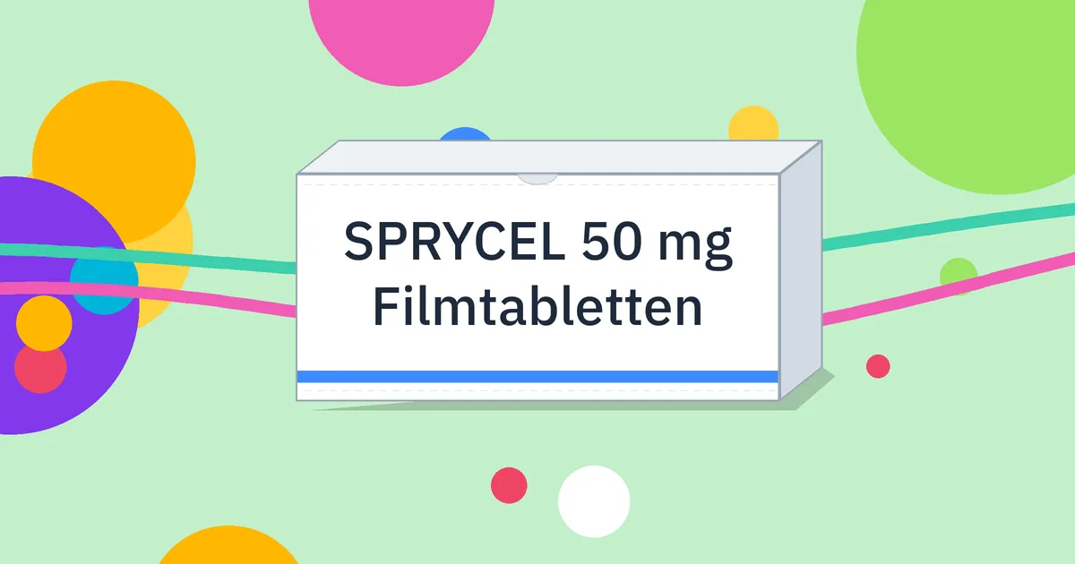 Symbolbild: Packung mit der Aufschrift SPRYCEL 50 mg Filmtabletten (PZN 02453674) – Verfügbarkeit und Bezug in Apotheken in Frankfurt am Main