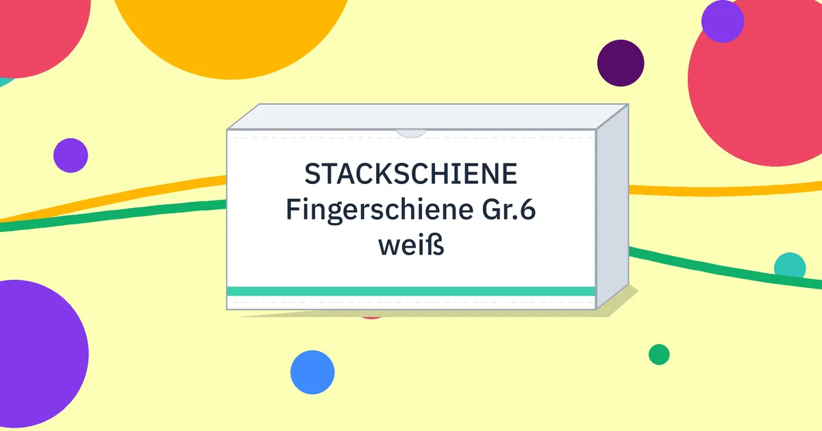 Symbolbild: Packung mit der Aufschrift STACKSCHIENE Fingerschiene Gr.6 weiß (PZN 12776036) – Verfügbarkeit und Bezug in Apotheken in Frankfurt am Main