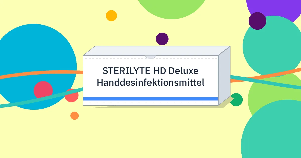 Symbolbild: Packung mit der Aufschrift STERILYTE HD Deluxe Handdesinfektionsmittel (PZN 17910918) – Verfügbarkeit und Bezug in Apotheken in Frankfurt am Main