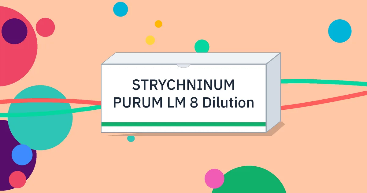 Symbolbild: Packung mit der Aufschrift STRYCHNINUM PURUM LM 8 Dilution (PZN 13207599) – Verfügbarkeit und Bezug in Apotheken in Frankfurt am Main