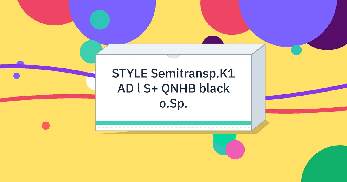 Symbolbild: Packung mit der Aufschrift STYLE Semitransp.K1 AD l S+ QNHB black o.Sp. (PZN 18869164) – Verfügbarkeit und Bezug in Apotheken in Frankfurt am Main