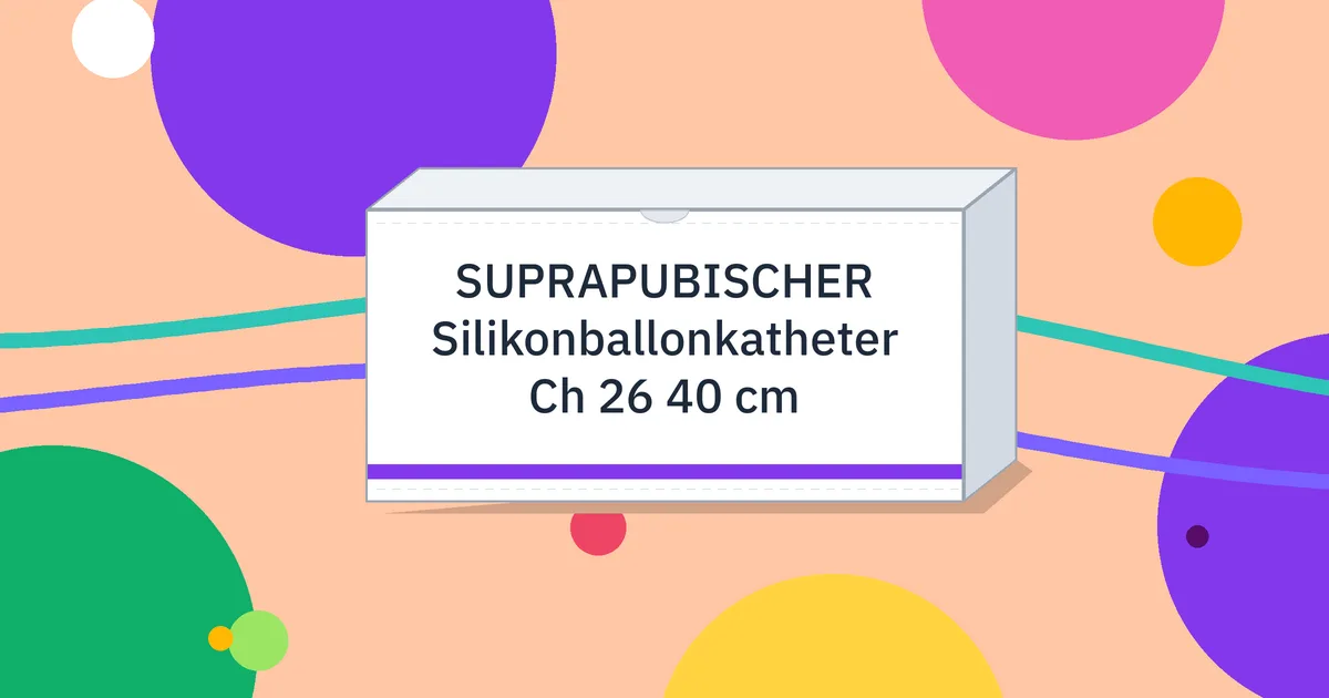 Symbolbild: Packung mit der Aufschrift SUPRAPUBISCHER Silikonballonkatheter Ch 26 40 cm (PZN 04712068) – Verfügbarkeit und Bezug in Apotheken in Frankfurt am Main
