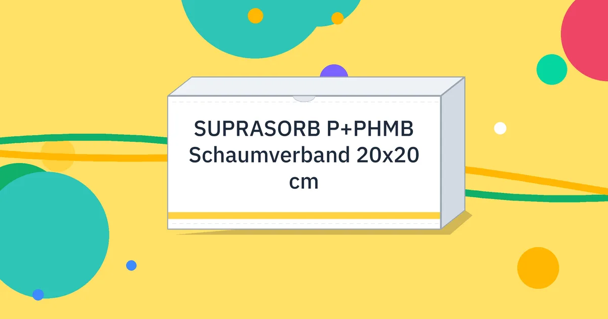 Symbolbild: Packung mit der Aufschrift SUPRASORB P+PHMB Schaumverband 20x20 cm (PZN 20687884) – Verfügbarkeit und Bezug in Apotheken in Frankfurt am Main