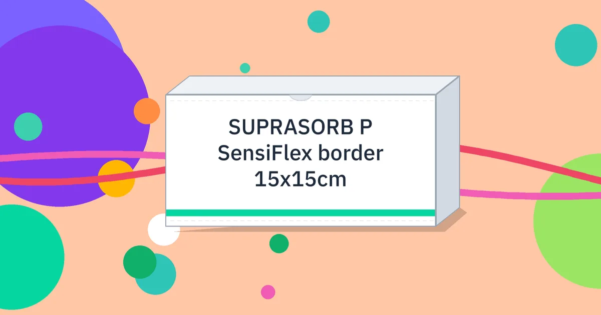 Symbolbild: Packung mit der Aufschrift SUPRASORB P SensiFlex border 15x15cm (PZN 20694884) – Verfügbarkeit und Bezug in Apotheken in Frankfurt am Main