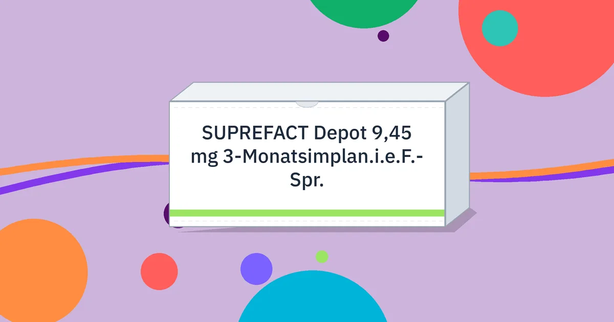 Symbolbild: Packung mit der Aufschrift SUPREFACT Depot 9,45 mg 3-Monatsimplan.i.e.F.-Spr. (PZN 06686613) – Verfügbarkeit und Bezug in Apotheken in Frankfurt am Main