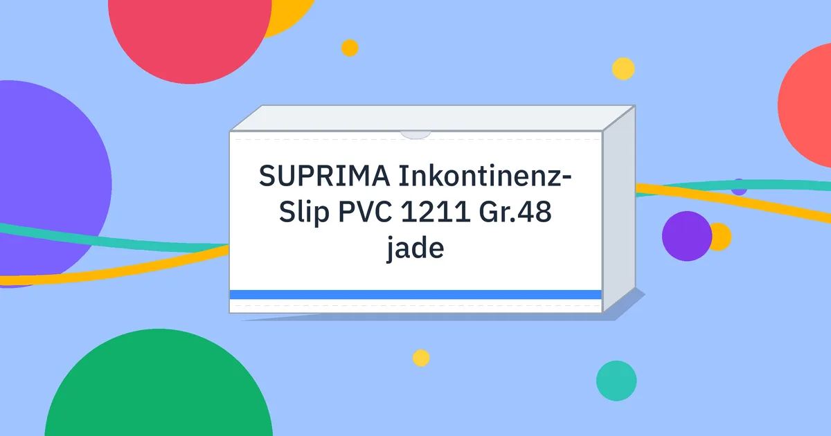 Symbolbild: Packung mit der Aufschrift SUPRIMA Inkontinenz-Slip PVC 1211 Gr.48 jade (PZN 05971760) – Verfügbarkeit und Bezug in Apotheken in Frankfurt am Main