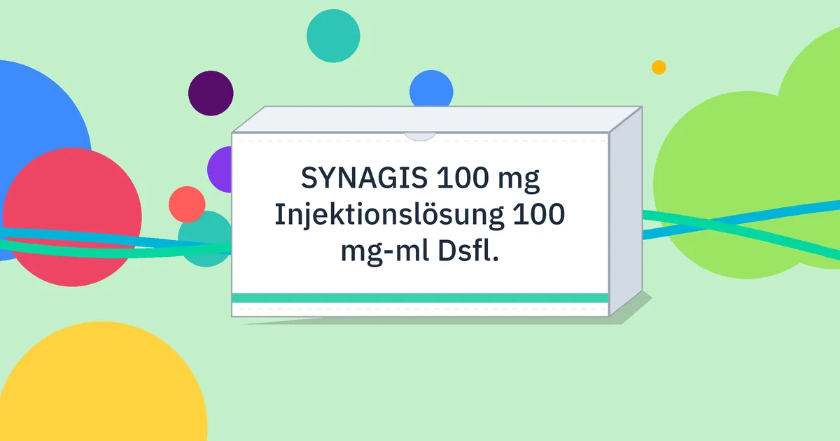 Symbolbild: Packung mit der Aufschrift SYNAGIS 100 mg Injektionslösung 100 mg-ml Dsfl. (PZN 13333996) – Verfügbarkeit und Bezug in Apotheken in Frankfurt am Main
