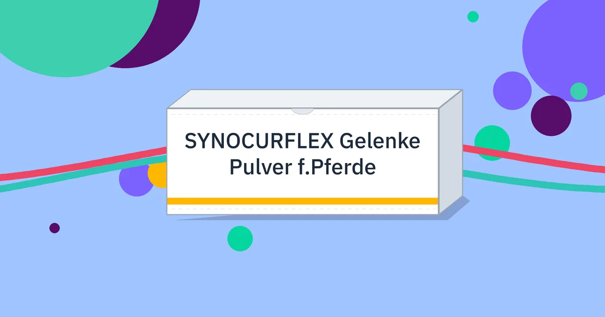 Symbolbild: Packung mit der Aufschrift SYNOCURFLEX Gelenke Pulver f.Pferde (PZN 19459296) – Verfügbarkeit und Bezug in Apotheken in Frankfurt am Main