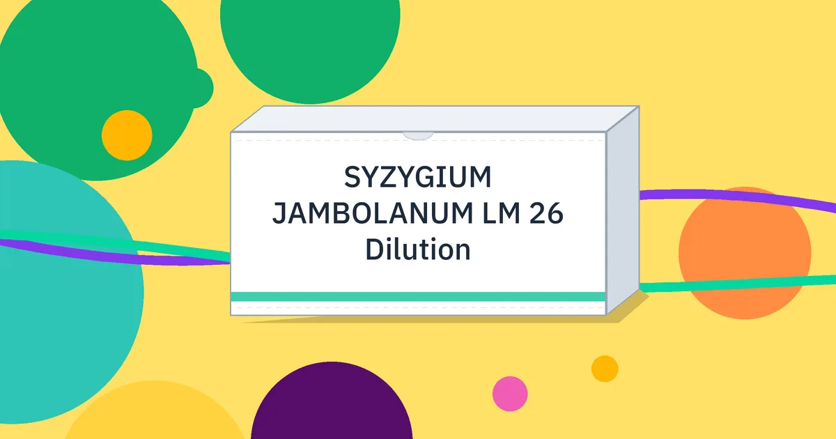 Symbolbild: Packung mit der Aufschrift SYZYGIUM JAMBOLANUM LM 26 Dilution (PZN 13212318) – Verfügbarkeit und Bezug in Apotheken in Frankfurt am Main