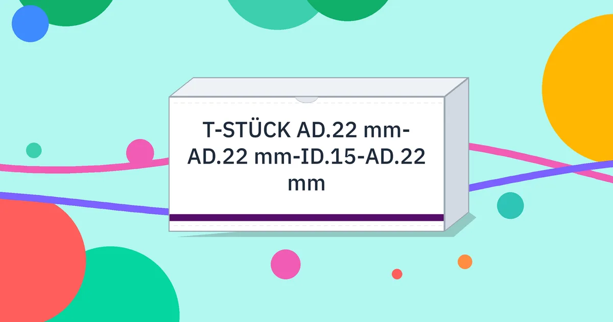 Symbolbild: Packung mit der Aufschrift T-STÜCK AD.22 mm-AD.22 mm-ID.15-AD.22 mm (PZN 17432181) – Verfügbarkeit und Bezug in Apotheken in Frankfurt am Main