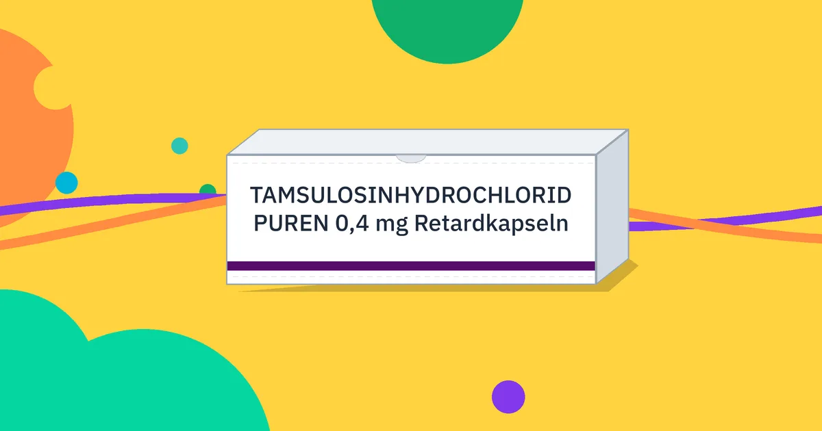 Symbolbild: Packung mit der Aufschrift TAMSULOSINHYDROCHLORID PUREN 0,4 mg Retardkapseln (PZN 16313764) – Verfügbarkeit und Bezug in Apotheken in Frankfurt am Main