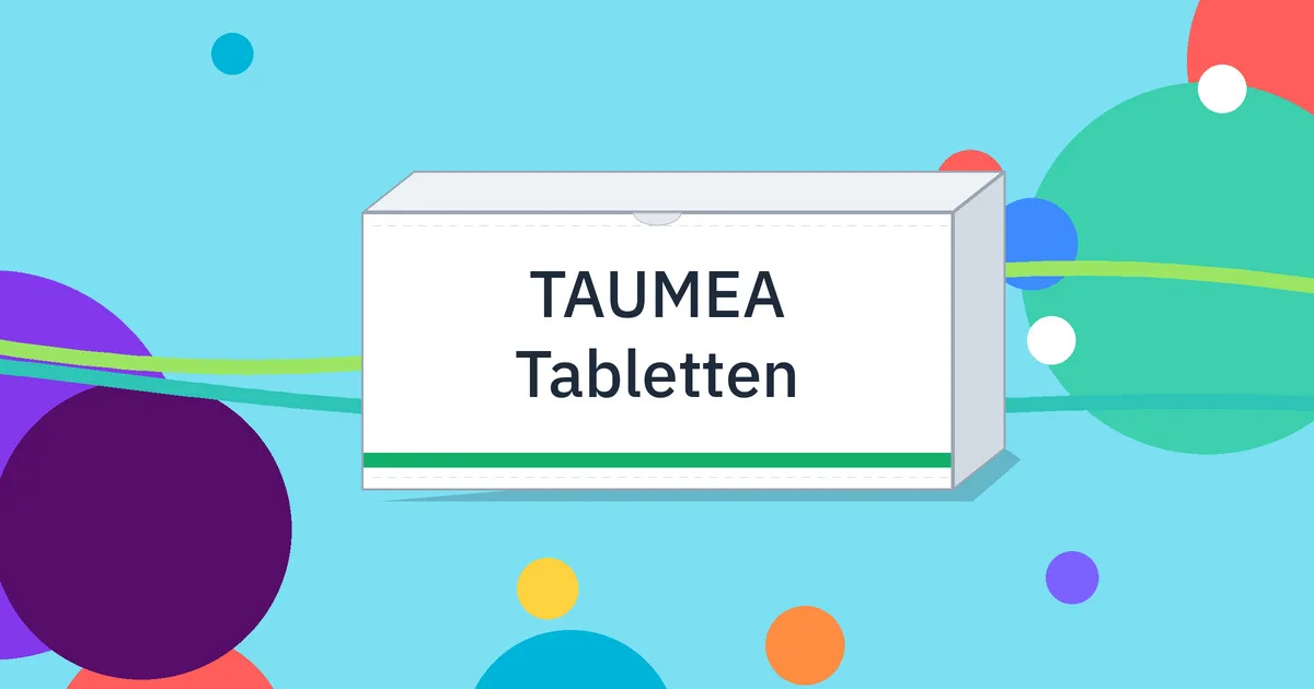 Symbolbild: Packung mit der Aufschrift TAUMEA Tabletten (PZN 11222399) – Verfügbarkeit und Bezug in Apotheken in Frankfurt am Main