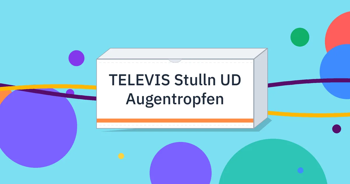 Symbolbild: Packung mit der Aufschrift TELEVIS Stulln UD Augentropfen (PZN 07750081) – Verfügbarkeit und Bezug in Apotheken in Frankfurt am Main