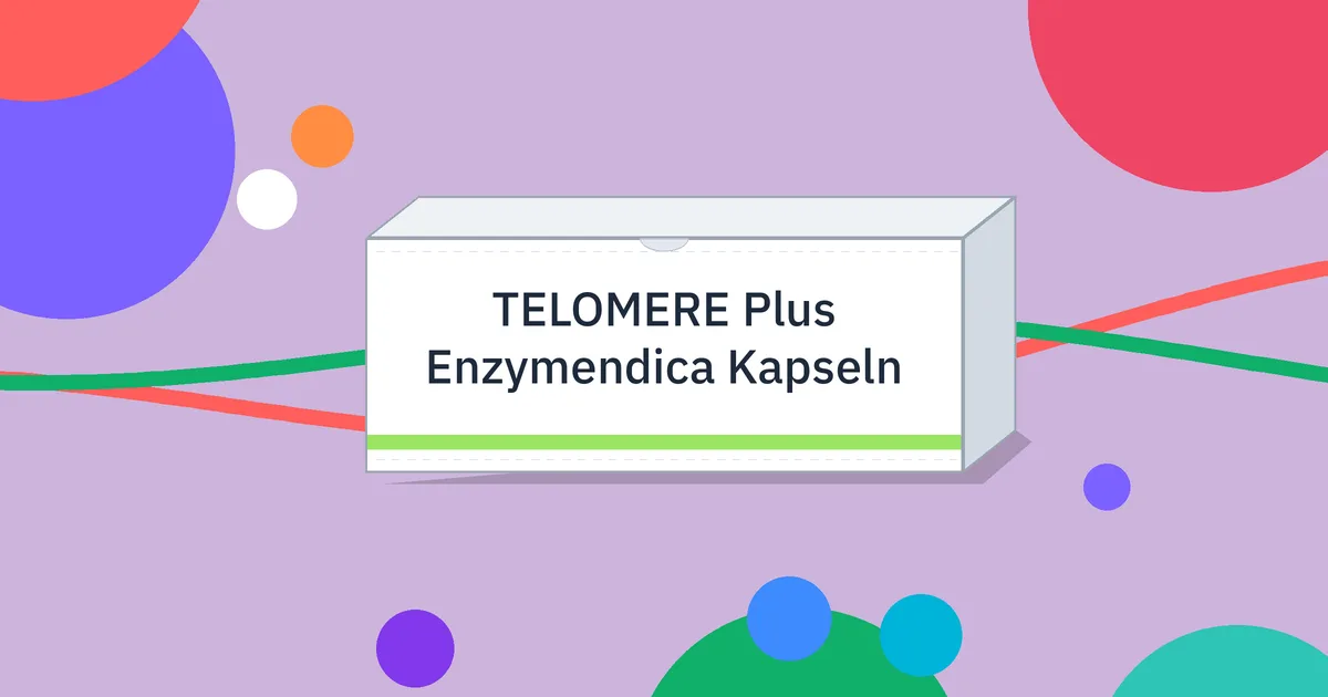 Symbolbild: Packung mit der Aufschrift TELOMERE Plus Enzymendica Kapseln (PZN 16941242) – Verfügbarkeit und Bezug in Apotheken in Frankfurt am Main