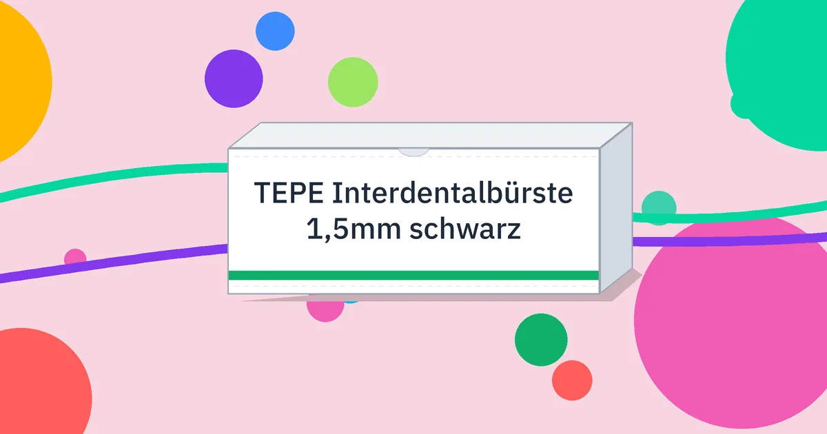 Symbolbild: Packung mit der Aufschrift TEPE Interdentalbürste 1,5mm schwarz (PZN 07641446) – Verfügbarkeit und Bezug in Apotheken in Frankfurt am Main