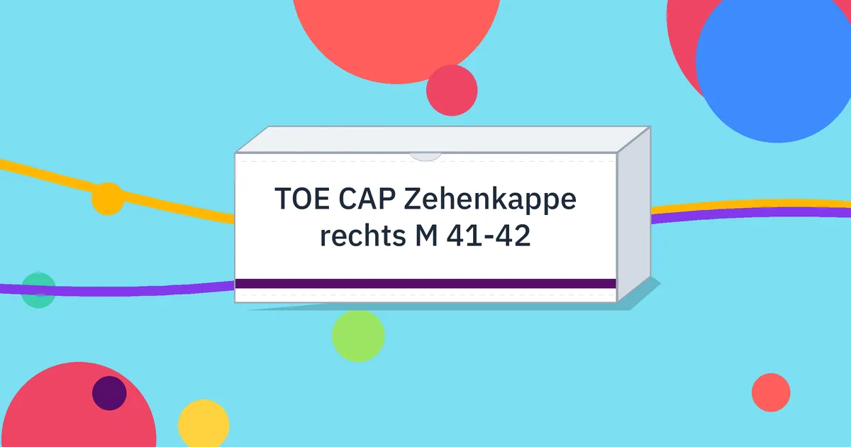 Symbolbild: Packung mit der Aufschrift TOE CAP Zehenkappe rechts M 41-42 (PZN 16631553) – Verfügbarkeit und Bezug in Apotheken in Frankfurt am Main