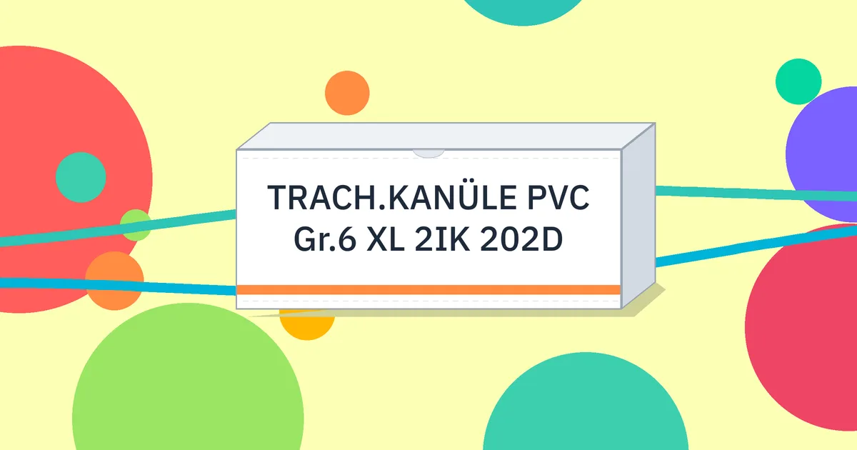 Symbolbild: Packung mit der Aufschrift TRACH.KANÜLE PVC Gr.6 XL 2IK 202D (PZN 06993516) – Verfügbarkeit und Bezug in Apotheken in Frankfurt am Main