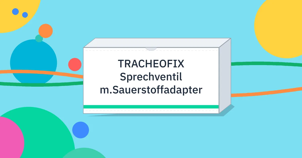 Symbolbild: Packung mit der Aufschrift TRACHEOFIX Sprechventil m.Sauerstoffadapter (PZN 15740464) – Verfügbarkeit und Bezug in Apotheken in Frankfurt am Main