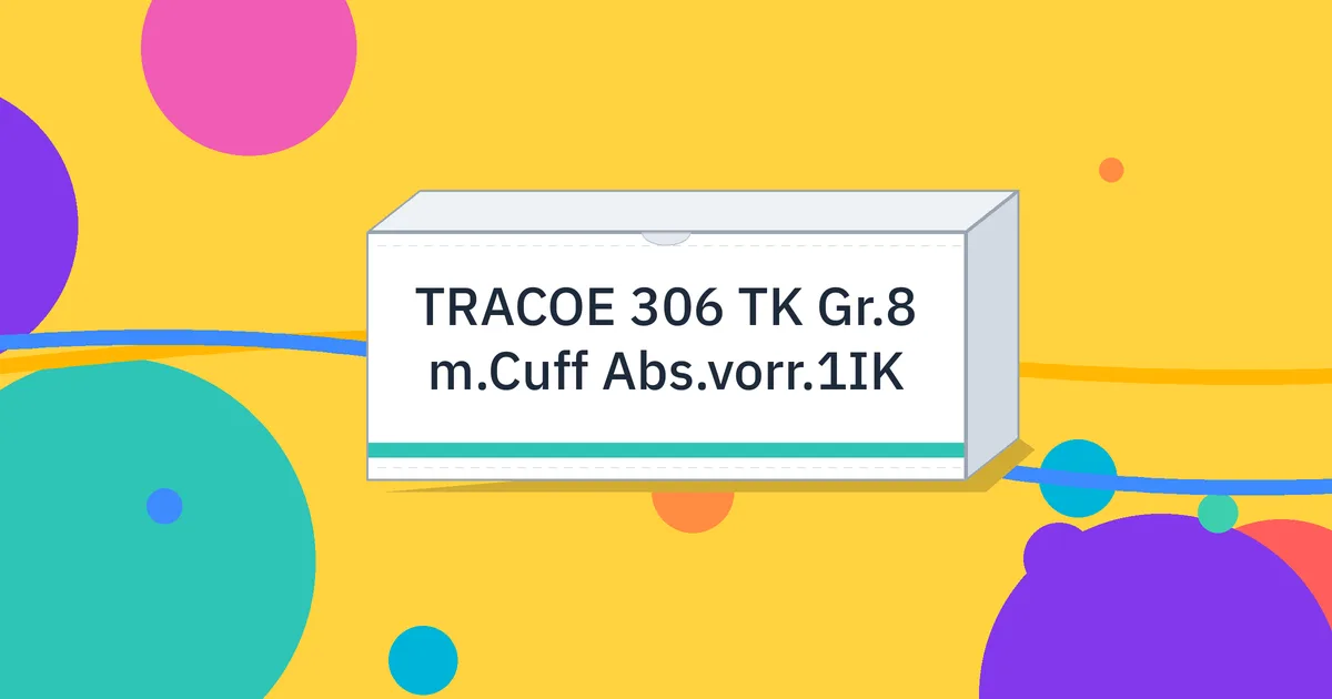 Symbolbild: Packung mit der Aufschrift TRACOE 306 TK Gr.8 m.Cuff Abs.vorr.1IK (PZN 02717819) – Verfügbarkeit und Bezug in Apotheken in Frankfurt am Main