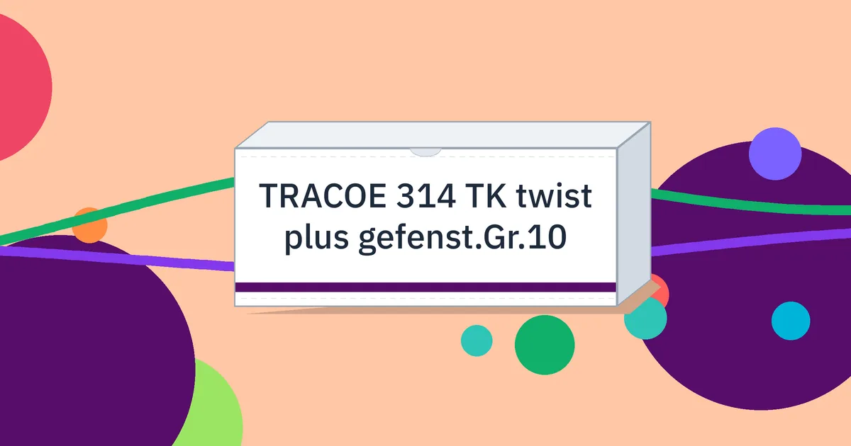 Symbolbild: Packung mit der Aufschrift TRACOE 314 TK twist plus gefenst.Gr.10 (PZN 06831943) – Verfügbarkeit und Bezug in Apotheken in Frankfurt am Main