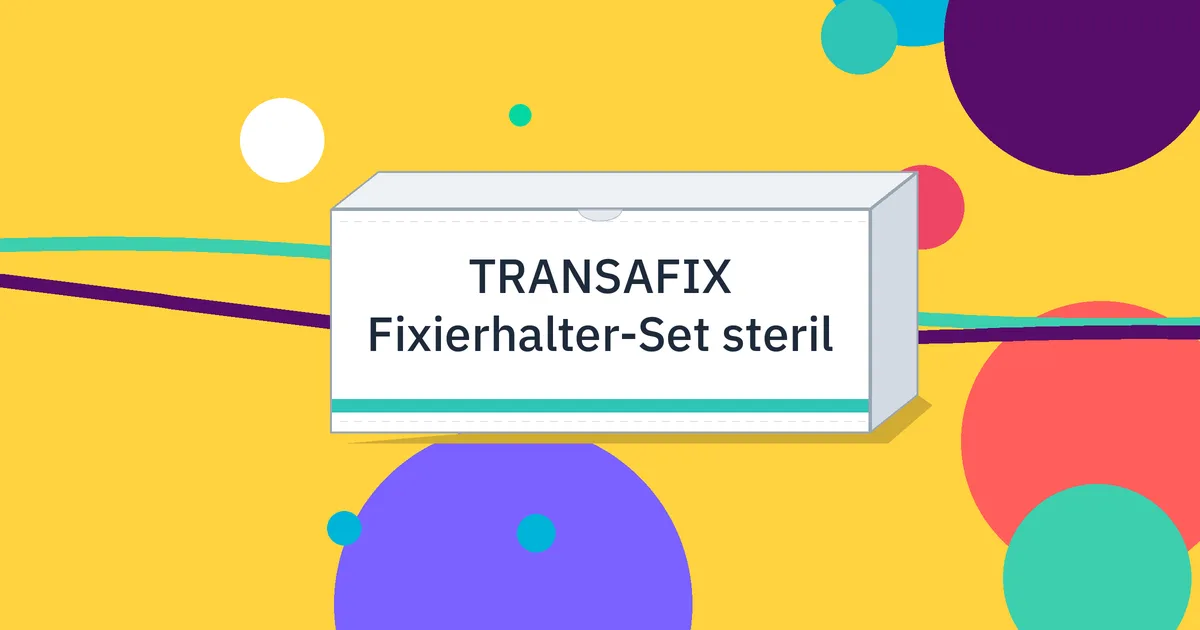 Symbolbild: Packung mit der Aufschrift TRANSAFIX Fixierhalter-Set steril (PZN 09482006) – Verfügbarkeit und Bezug in Apotheken in Frankfurt am Main