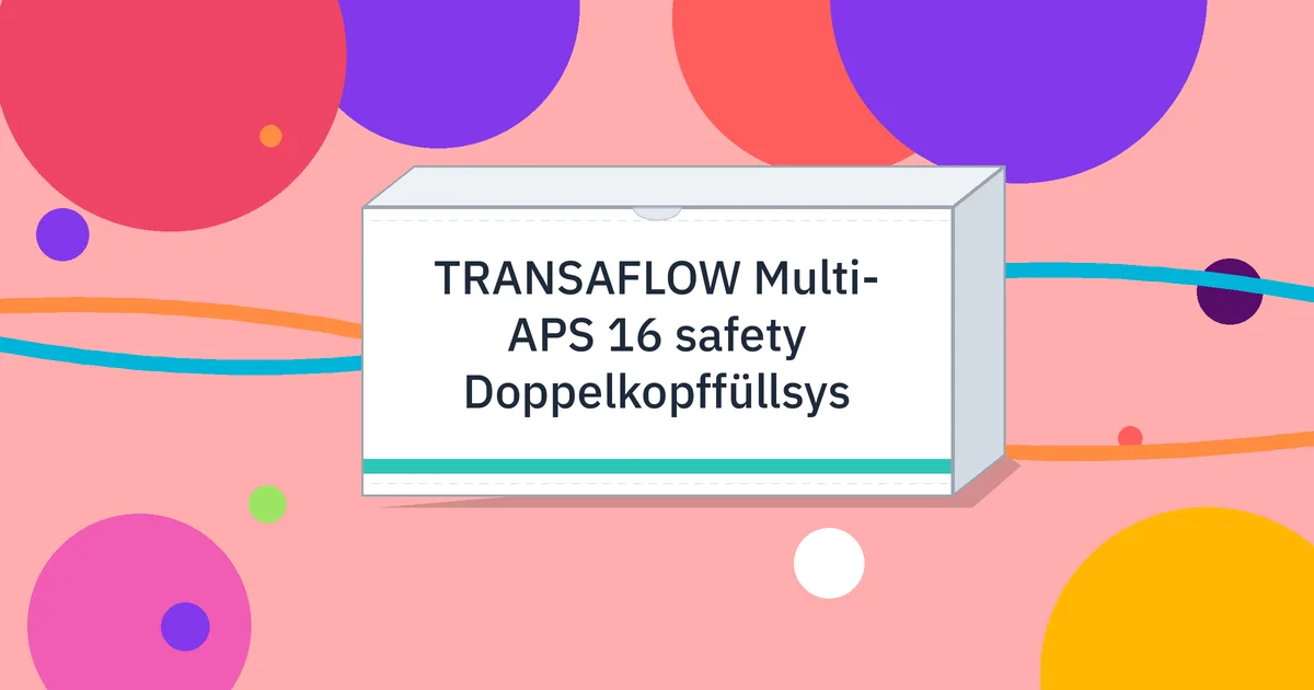 Symbolbild: Packung mit der Aufschrift TRANSAFLOW Multi-APS 16 safety Doppelkopffüllsys (PZN 18817210) – Verfügbarkeit und Bezug in Apotheken in Frankfurt am Main