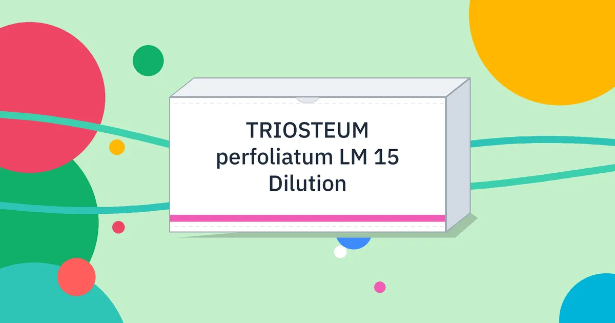Symbolbild: Packung mit der Aufschrift TRIOSTEUM perfoliatum LM 15 Dilution (PZN 13227610) – Verfügbarkeit und Bezug in Apotheken in Frankfurt am Main